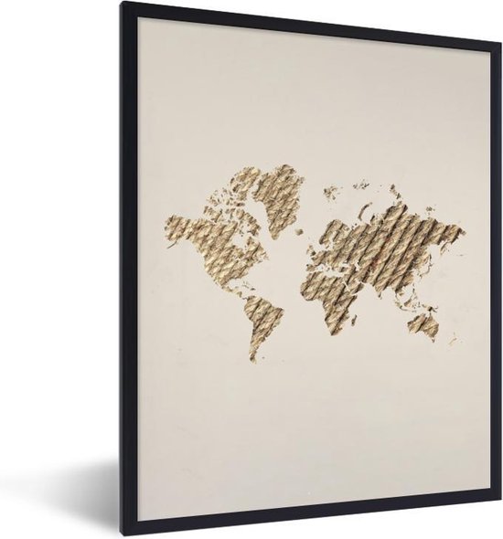 Fotolijst incl. Poster - Kaart - Wereld - Touw - 30x40 cm - Posterlijst ...