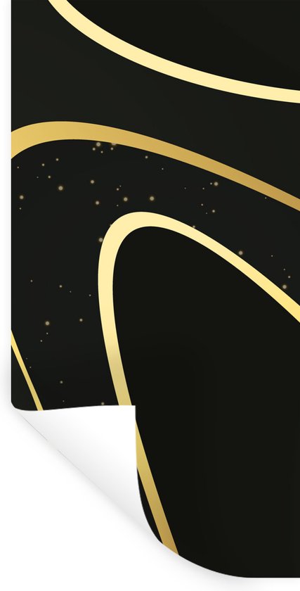 Muurstickers - Sticker Folie - Gouden golven op een zwarte achtergrond ...