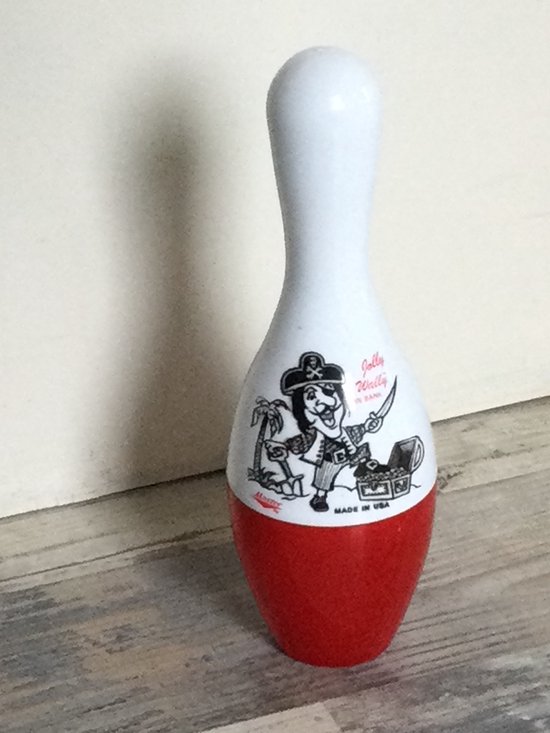 Bowling Spaarpot Bowlingpinspaarpot pin spaarpot 'Jolly Wally' rood | bol