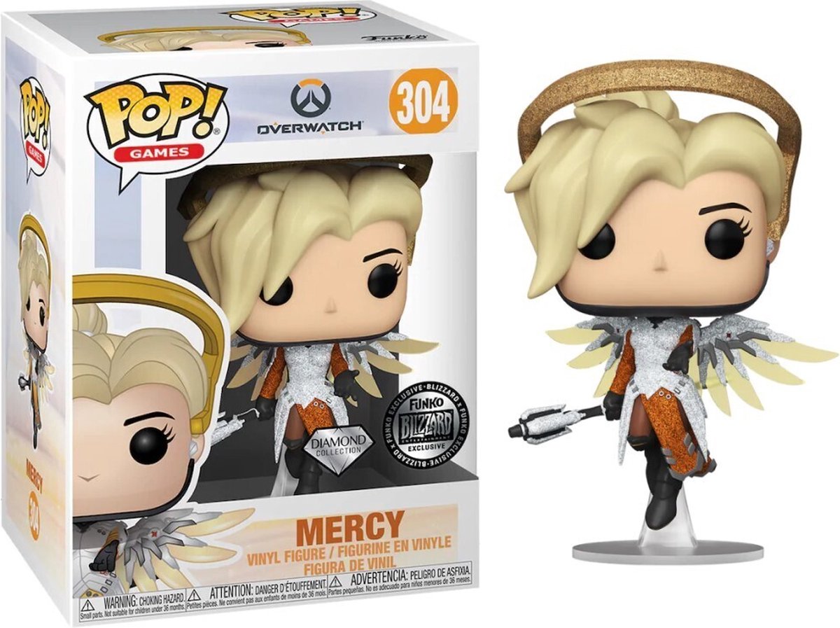 Funko POP! Games Mercy Glitter Diamond #304 Overwatch Exclusive Chase ...