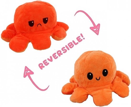 Octopus Mood knuffel – Oranje - omkeerbaar – Emotie knuffel | bol.com