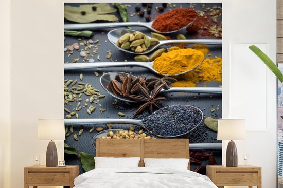 Behang - Fotobehang Close-up lepels met specerijen en kruiden - Breedte 225 cm x... | bol