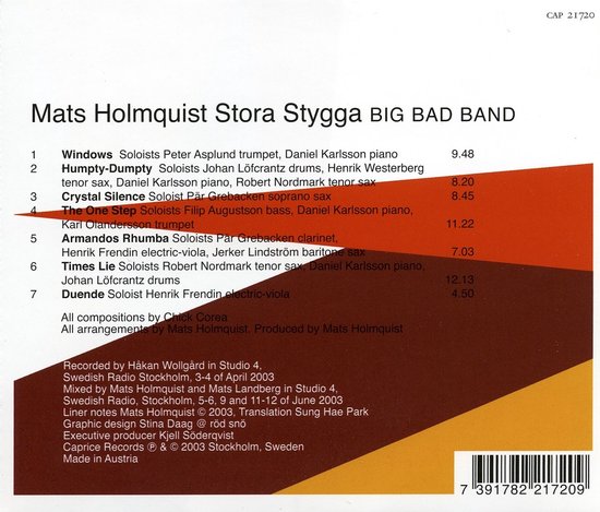 Holmguist Stora Stygga Big Bad Band - Tribute To Chick Corea (CD ...