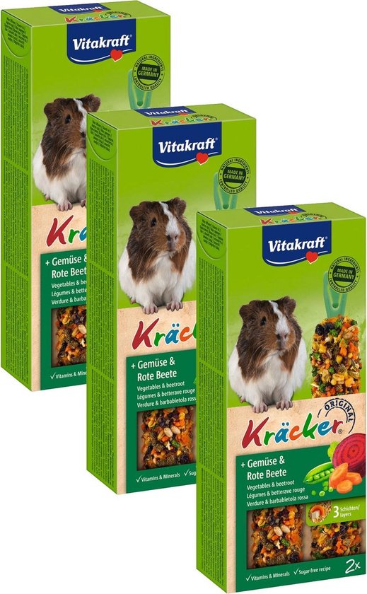 Vitakraft Cavia Kracker - Knaagdiersnack - 3 x Groente | bol.com