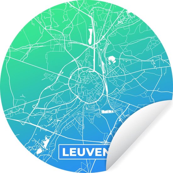 Wallpaper Circle - City Map - Louvain - België - Blauw - 50x50 cm ...