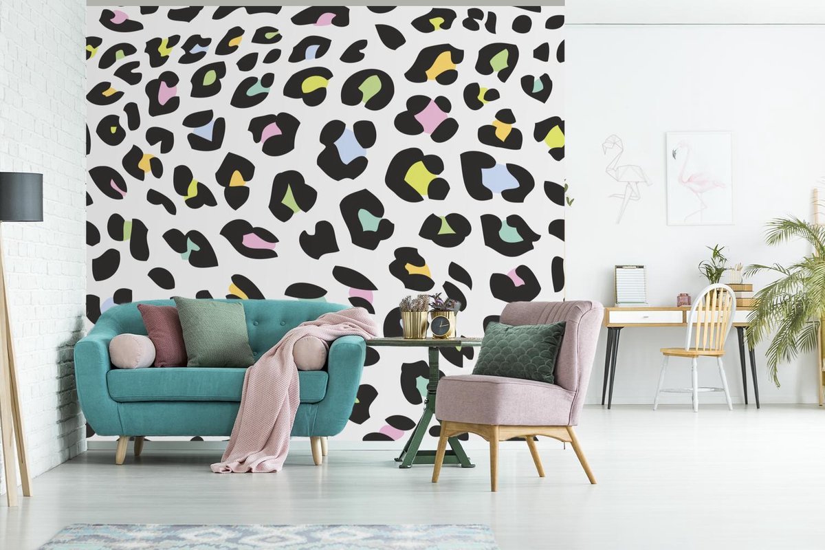 Behang - Fotobehang Panterprint - Kleuren - Zwart - Breedte 245 cm x ...