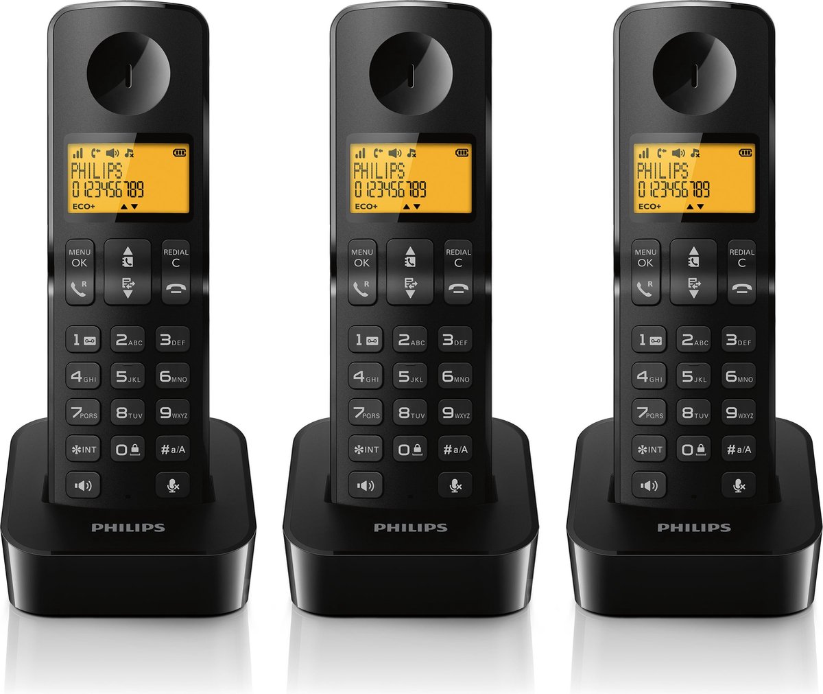Philips D2103 - Trio DECT telefoon - Zwart | bol.com