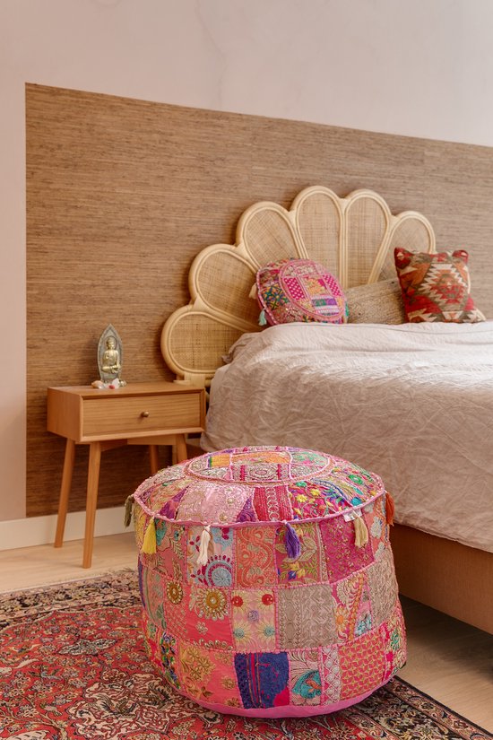 POEFJUH - Poef - Poef rond - patchwork - handgemaakt - 56x36 cm ...