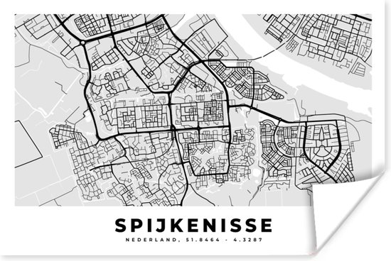 PosterMonkey Plattegrond Spijkenisse - Kaart Nederland - 90x60 cm | bol