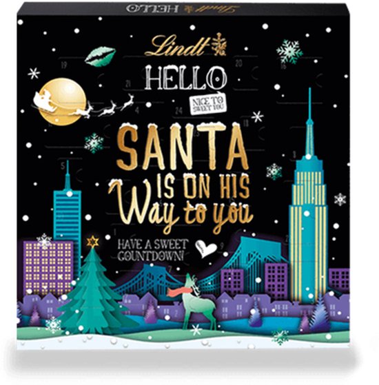 Lindt HELLO SANTA IS ON HIS WAY TO YOU Adventskalender, 150g | bol.com