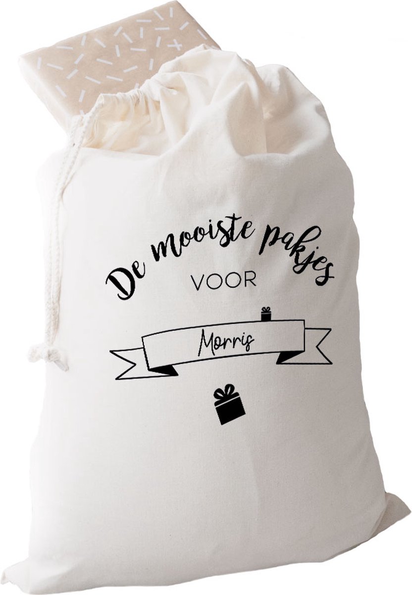 Sinterklaas zak met naam Pakjes - Gepersonaliseerd - Sint en piet ...