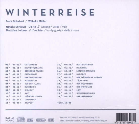 Mirkovic-De Ro/Loibner - Winterreise (CD), MIRKOVIC-DE RO/LOIBNER | CD (album) | Muziek | bol.com
