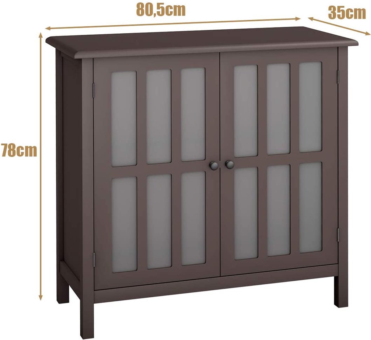 COSTWAY Console kast, opbergkast met glazen deur dressoir, Console ...