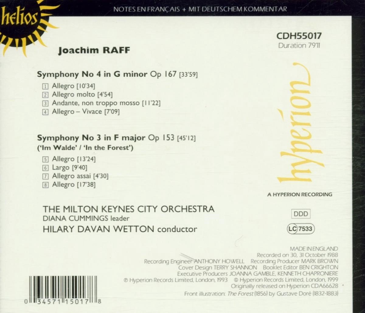 Raff: Symphonies no 3 & 4 / Hilary Wetton, Milton Keynes, Hila | CD ...