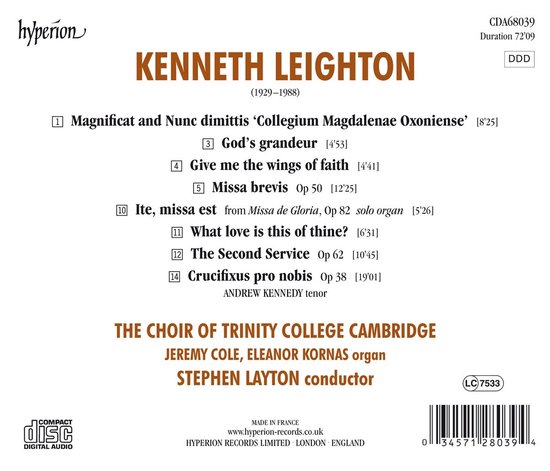Choir Of Trinity College Cambridge, Stephen Layton - Leighton ...