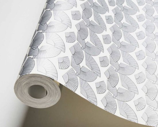 GRAFISCHE WAAIER BEHANG | Design - zilver wit - A.S. Création Karl ...