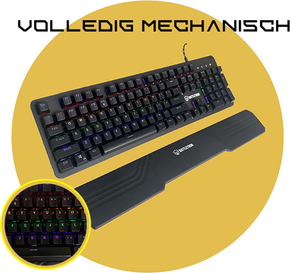 Battletron Gaming Toetsenbord Professioneel - Volledig Mechanisch - RGB ...