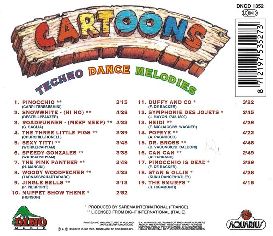 Cartoons - Techno dance melodies, various artists | Muziek | bol