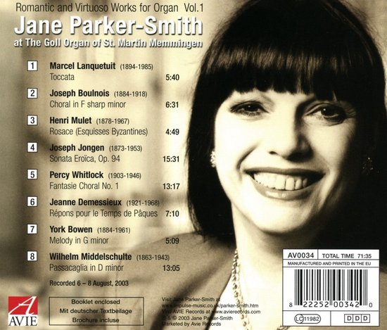 Jane Parker-Smith - Organ Recital At Memmingen (CD), Jane Parker-Smith ...