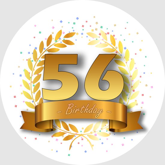 24x Verjaardag ronde stickers 56 jaar - Happy Birthday Feest ...