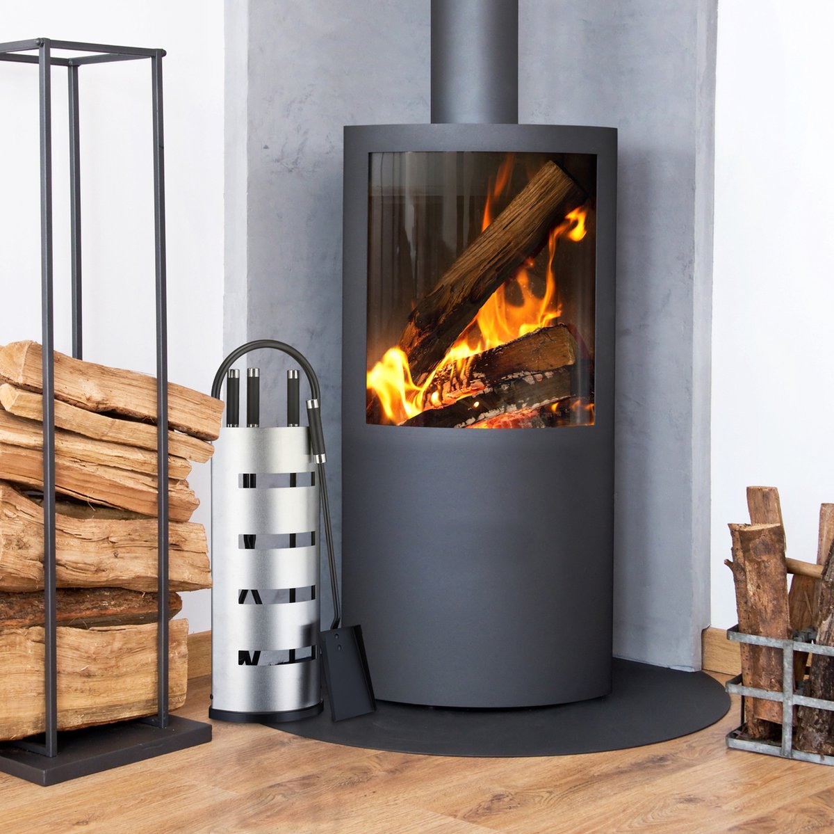 Relaxdays haardset zwart - haardstel 5-delig - openhaardset - open ...