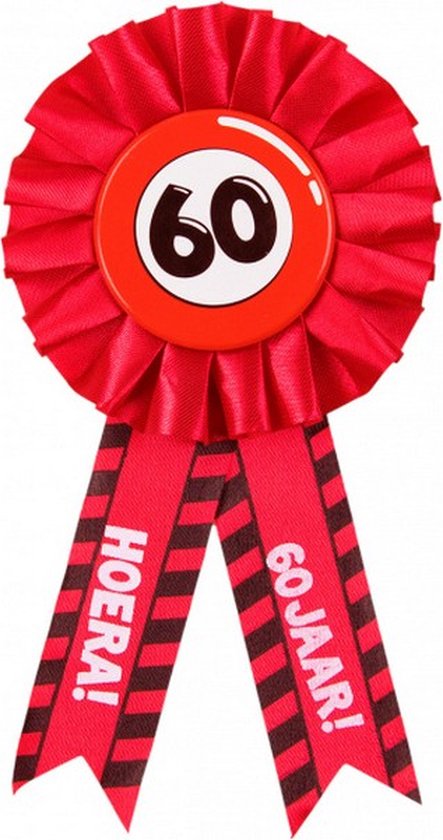 rozet Hoera 60 Jaar 15 x 8 cm polyester rood | bol.com