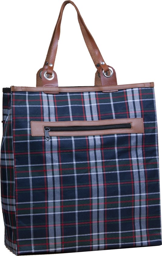 Piace Molto® Shopper - leather strap - ruit blauw grijs | bol.com