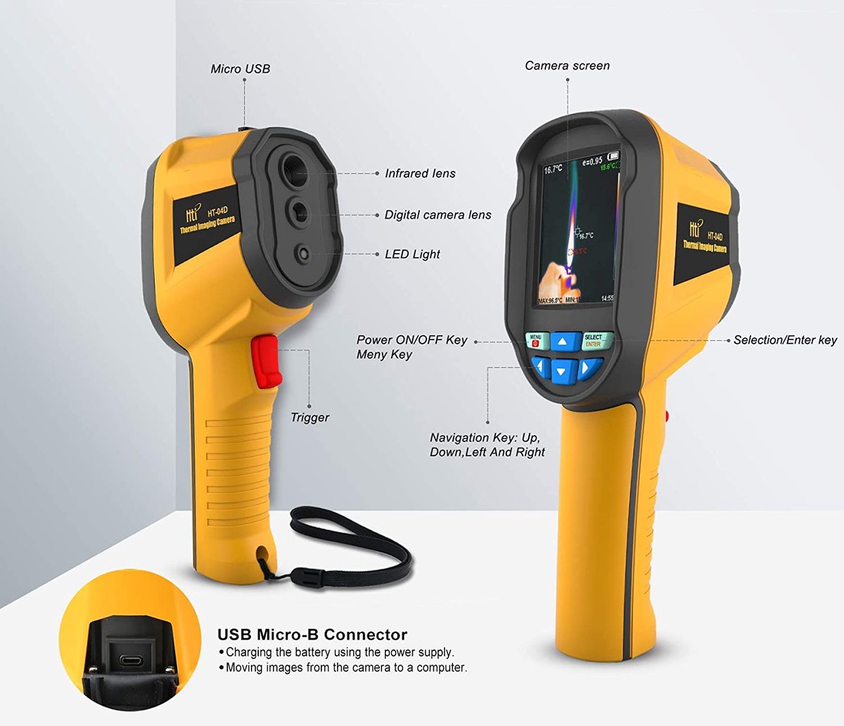 Hti-Xintai HT-04D warmtebeeldcamera, infrarood handcamera met real-time ...
