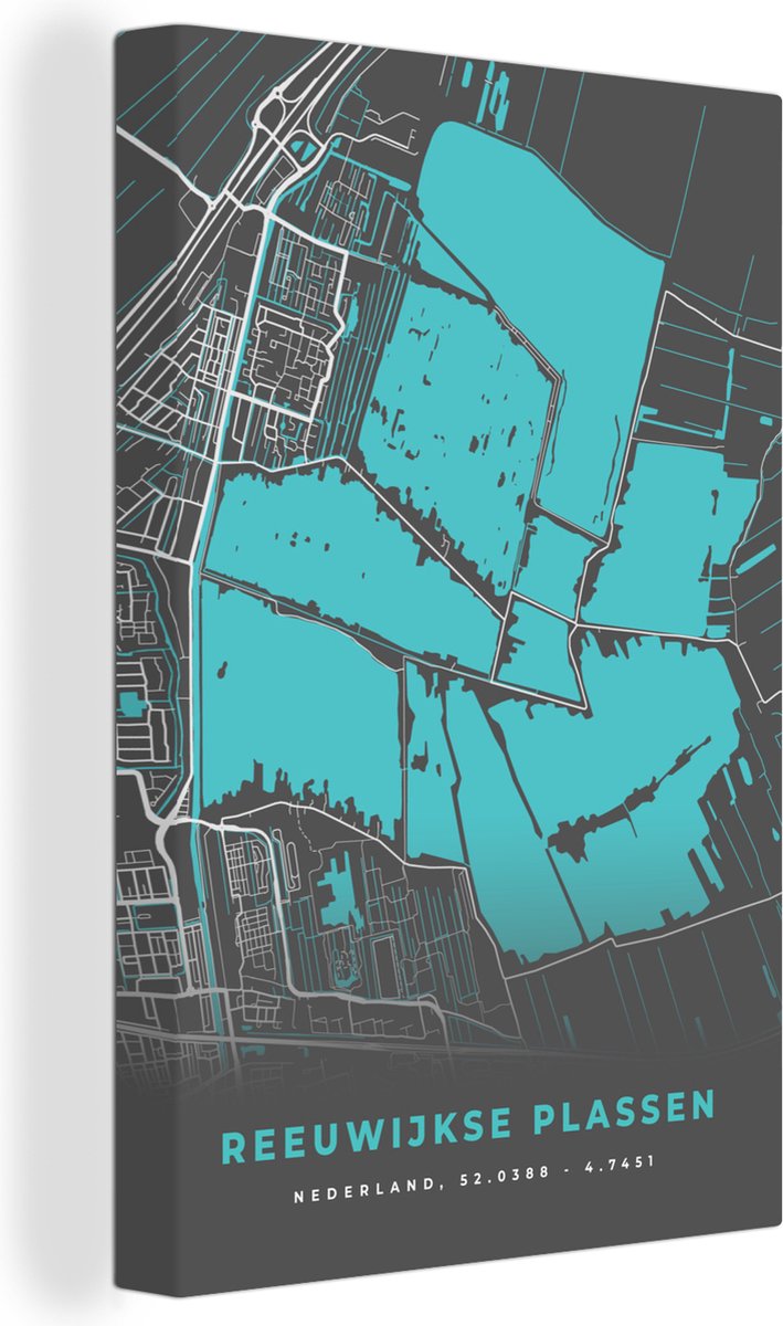 Canvas Schilderij Nederland - Water - Kaarten - Stadskaart ...