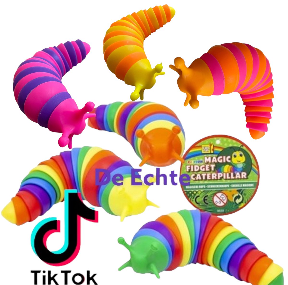 2 Stuks Fidget Toys Finger Slug - 1 XXL en 1 XL Regenboog Slak ...