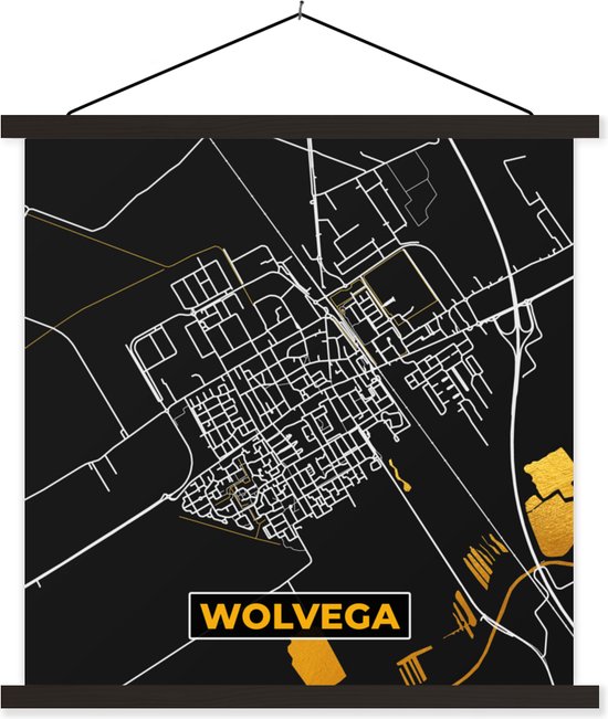 Posterhanger incl. Poster - Schoolplaat - Wolvega - Black and Gold - Stadskaart -... | bol