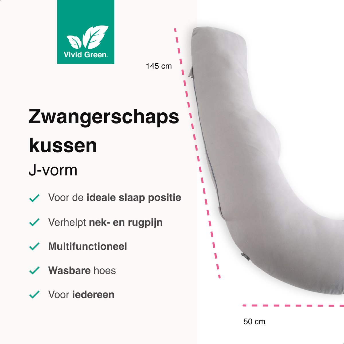 Vivid Green Zwangerschapskussen (J-vorm) - Voedingskussen ...