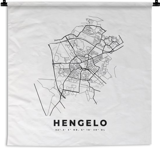Wandkleed - Wanddoek - Stadskaart – Zwart Wit - Kaart – Hengelo ...