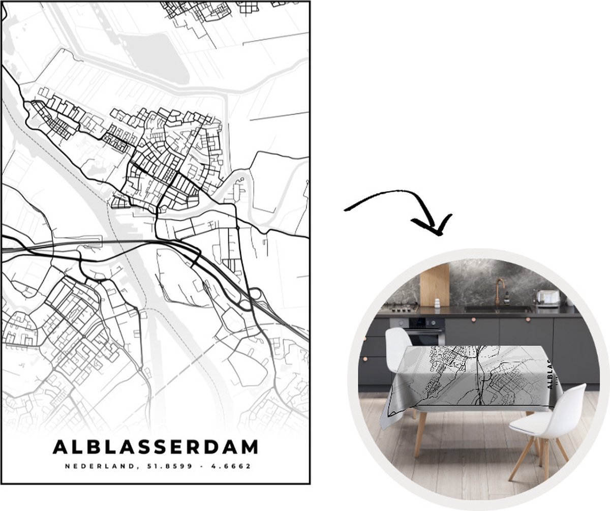 Tafelkleed - Tafellaken - 130x200 cm - Plattegrond - Alblasserdam ...