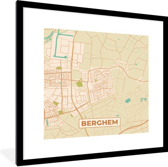 Fotolijst incl. Poster - Berghem - Kaart - Plattegrond - Stadskaart ...