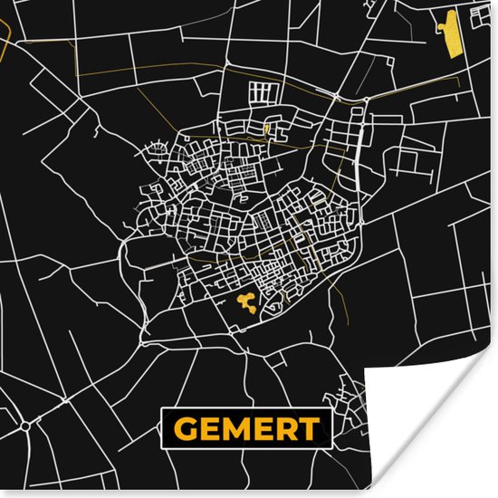 Poster Gemert - Stadskaart - Goud - Plattegrond - Nederland - Kaart ...