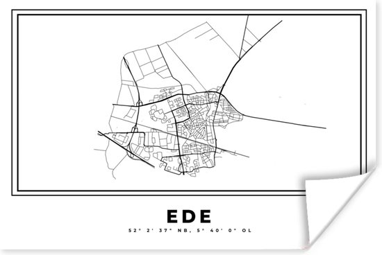 Poster Stadskaart – Zwart Wit - Kaart – Ede – Nederland – Plattegrond ...