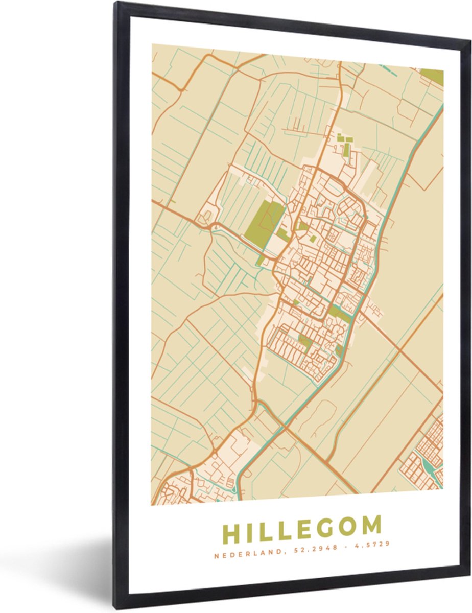 Fotolijst incl. Poster - Hillegom - Kaart - Stadskaart - Plattegrond ...