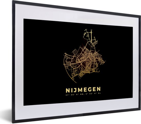 Fotolijst incl. Poster - Stadskaart - Nederland - Nijmegen ...