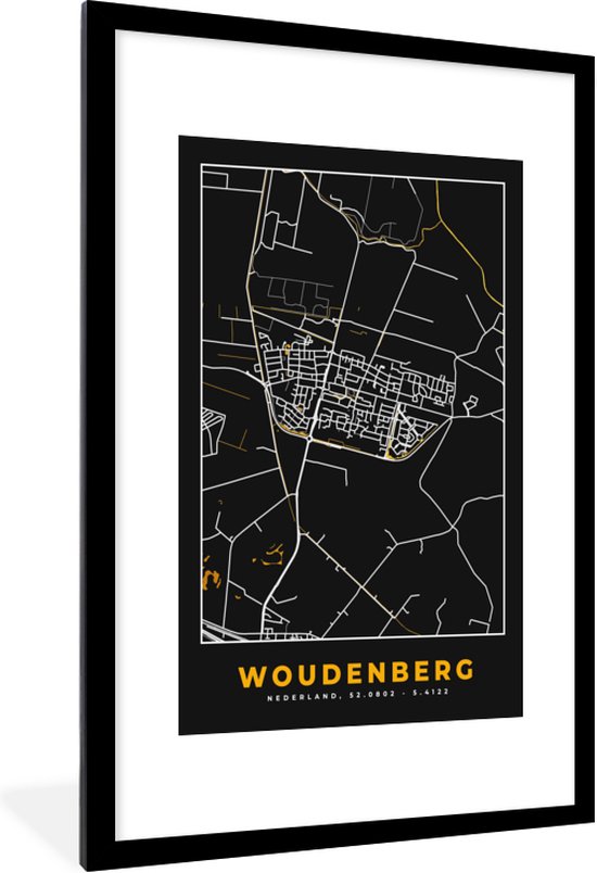 Fotolijst incl. Poster - Kaart - Woudenberg - Plattegrond - Goud ...