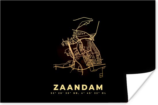 Poster Plattegrond - Zaandam - Kaart - Stadskaart - 30x20 cm | bol