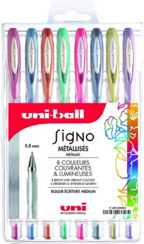 Signo metallic gel pen set 8 stuks | bol