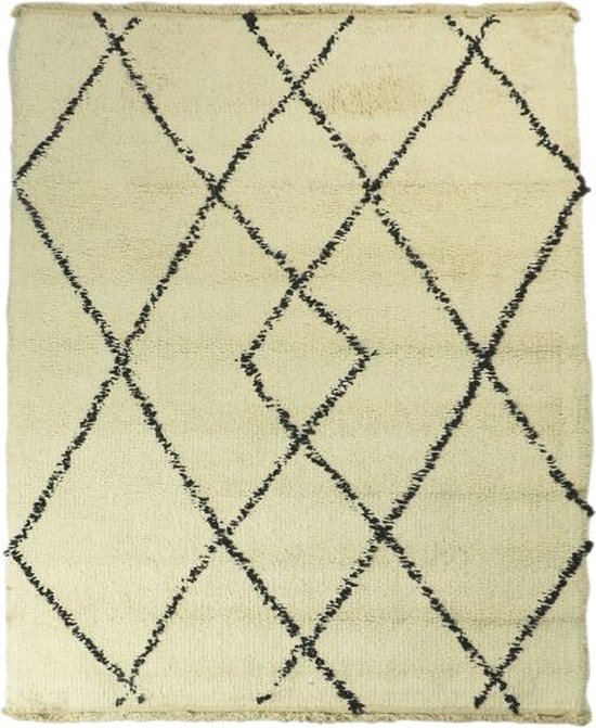 Vloerkleed Enkel Ruit - 70x120 - Zwart/wit - Katoen | bol.com