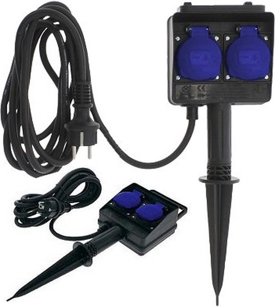 Tuincontactdoos / Buitencontactdoos 2-voudig op spies (Weerbestendig ...