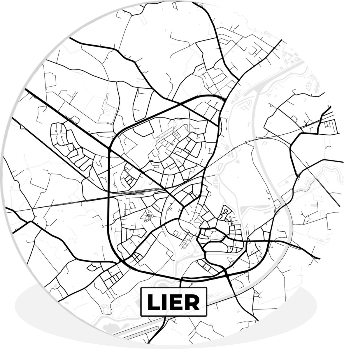 Wall Circle - Wall Circle Indoor - Zwart Wit - België - Map - City Map ...