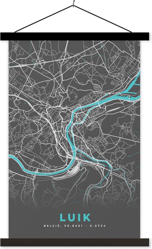 Posterhanger incl. Poster - Schoolplaat - Stadskaart – Grijs - Kaart ...