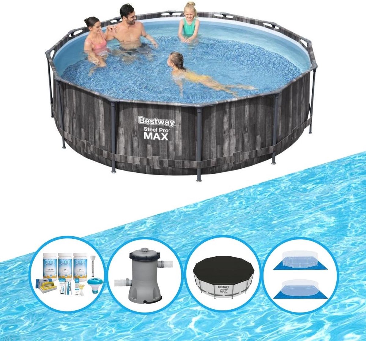 Bestway - Zwembad Steel Pro MAX - Rond - Inclusief accessoires ...