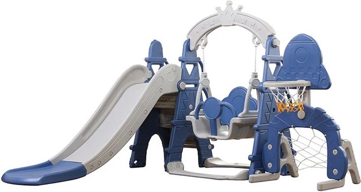 Speeltoestel XL Blauw met glijbaan en schommel voor binnen en buiten ...