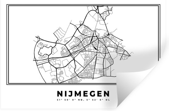 Muurstickers - Sticker Folie - Stadskaart – Zwart Wit - Kaart ...