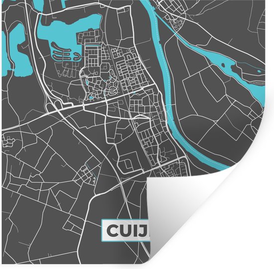 Muurstickers - Sticker Folie - Cuijk - Plattegrond - Stadskaart - Kaart ...